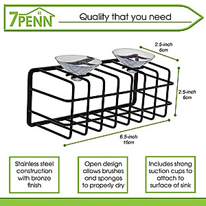 7Penn Kitchen Sink Caddy - 6.5in Sink Sponge Holder, Kitchen Sink Organizer Dish Cleaning Brush Caddie Dish Brush Holder