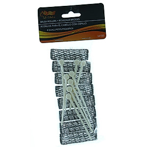 16 BRUSH ROLLERS & PINS Small Mini Hair Curlers Bristles 2" x 1/2" Kids Pageants (2 packs)