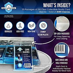 Baseball Card Sleeves Penny Sleeves - 3000 Count - Trading Card Sleeve for Sports & Card Games - Use as Baseball Card Protectors, Penny Sleeves for Trading Cards, & Trading Card Sleeves