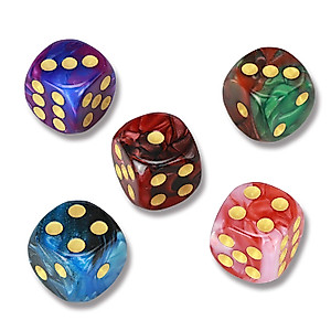 YOUSHARES 50 Pack D6 Game Dice Set with Pouch - 16mm Two Color 6 Sided Dice, Perfect Table Games Dice for Tenzi, Yahtzee, DND MTG RPG War Games
