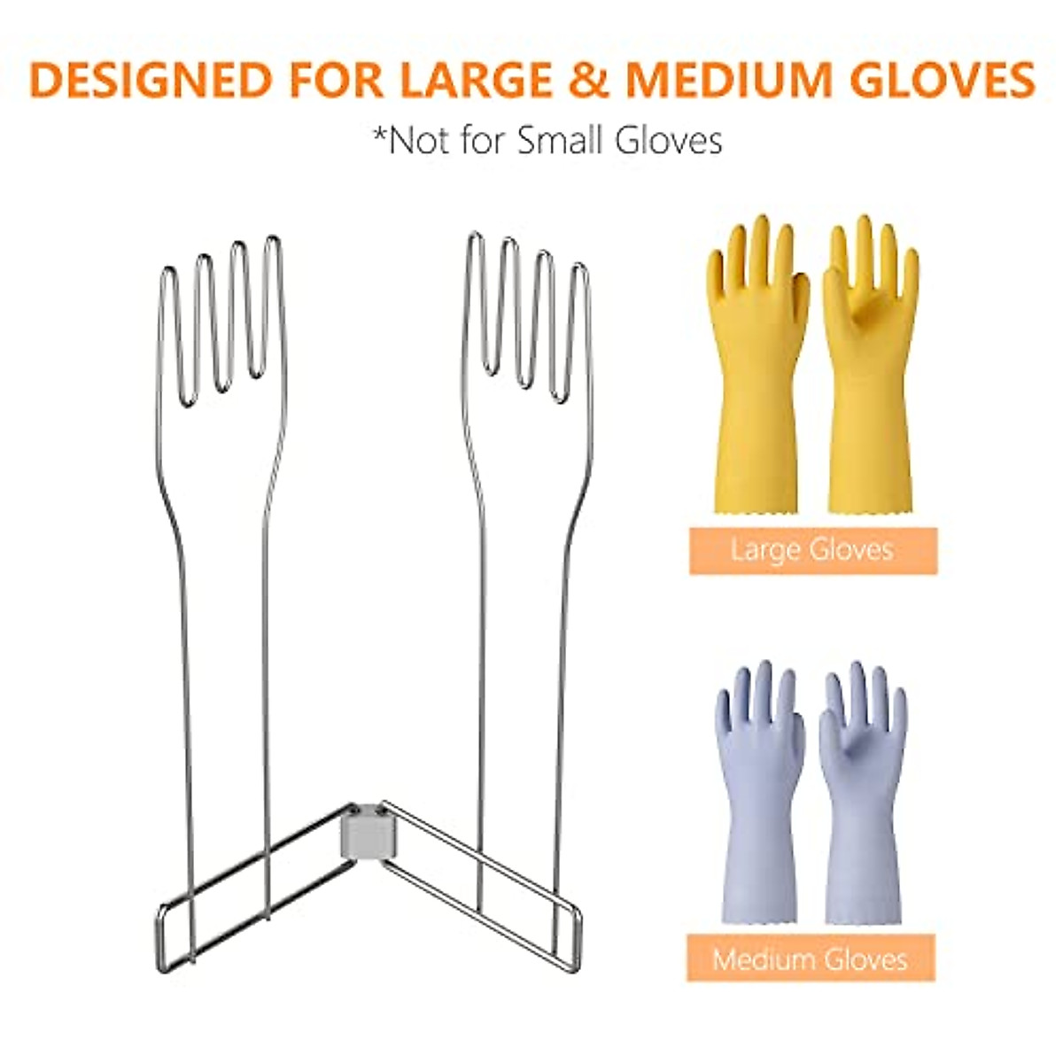 KORRTFID Kitchen Glove Holder,Stainless Steel Glove Rack,Kitchen Vertical Glove Support Multi-Purpose Glove Drain Rack,Collapsible Glove Drying Stand,Rubber Glove Drying Rack,Mitten Rack(Large)