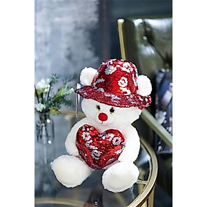 XIRONGTU Sequin Teddy Bear Stuffed Animal (15 Inches) Heart Plush Teddy Bear That Say Love,Valentine's Day Gift,Surprise Gifts for Wife, Wedding Gifts, Birthday Gifts for Women