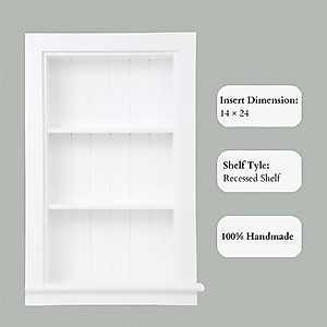 Potter-Island Medicine Cabinet 14 x 24 Recessed, Wall Niche, Bathroom in Wall Cabinet, 3-Tier, Bathroom Wall Cabinet with Cubbies, White