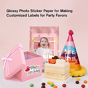 Koala Printable Glossy Sticker Label Paper 120 Sheets 8.5x11 Inches Full Sheet for Inkjet Printer