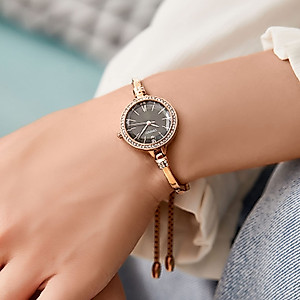 TIME100 Women's Watches Analog Quartz Japanese Movement Watch Bracelet Dress Watch for Female Waterproof Wristwatch Coffee Gold