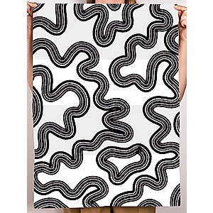 CENTRAL 23 Black And White Wrapping Paper - 6 Sheets Gift Wrap - Abstract Paint Brush - Minimal - Birthday Gift Wrap For Men Women - Comes With Fun Stickers