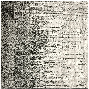 SAFAVIEH Retro Collection Area Rug - 6' Square, Black & Light Grey, Modern Abstract Design, Non-Shedding & Easy Care, Ideal for High Traffic Areas in Living Room, Bedroom (RET2770-9079)