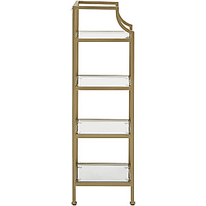 Crosley Furniture Aimee Short Bookshelf with Glass Shelves, Small Bookcase Storage, Gold and Glass