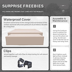 Wicker Patio Furniture 6 Pieces Outdoor Sectional Sofa Patio Conversation Sets Patio Loveseat Outdoor Sofa with Patio Storage Box and Non-Slip Grey Cushions