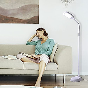 FHHKAAD LED Floor Lamp,15W 1200 Lumen Bright Reading Floor Lamp with 5 Color Temperatures,Stepless Dimmer,30 Mins Timer,Remote & Touch Control for Living Room ,Bedroom & Office,White