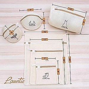 Launtie 6 Pack Mesh Laundry Bags, Garment Bags for Laundry, 1 Large & Medium, 1 Design for Stocking & Underwear & Shoes & Bra