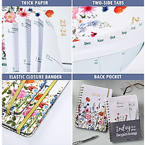 Planner 2023-2024 - Academic Planner 2023-2024, Jul.2023 - Jun.2024, 2023-2024 Planner, 2023-2024 Planner Weekly & Monthly with Tabs, 6.4" x 8.5", Hardcover + Back Pocket + Twin-Wire Binding, Daily Organizer - Flowers