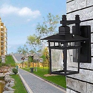 PQQ Wall Lamps Outdoor Wall Light Sconces Vintage Waterproof IP54 Cast Aluminum and Glass Wall Lantern E27 Rustic Garden Home Entrance Yard Wall Lighting