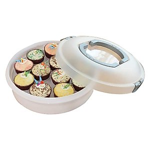 ZOAJU 3-in-1 Portable Cake Holder Carrier with Lid and Tray 10 inch Food Container for Pies, Muffins, Cookie, Candies, Cupcakes, Dessert
