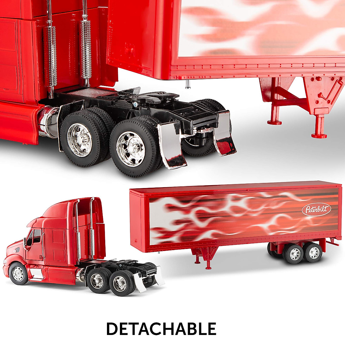 Wheel Master Peterbilt Tractor Trailer 387 Play Toy Truck Vehicle for Kids 1/32 Die Cast Scale,Designed, with Functions, Pre Built Semi, Realistic Look and Openable Doors Great Gift for Children