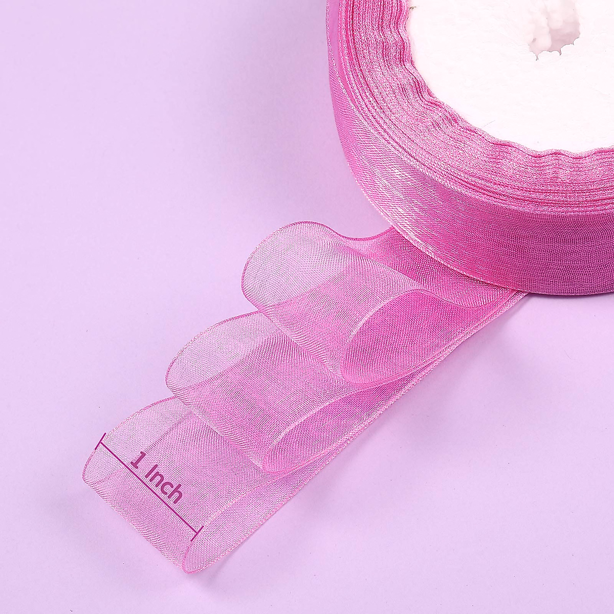 6 Rolls Organza Ribbon Sheer Chiffon Ribbon Bulk for Gift Wrapping Decorating Valentine‘s Day Wedding Birthday Bouquet Garland(25 Yard Each Roll,Purple)