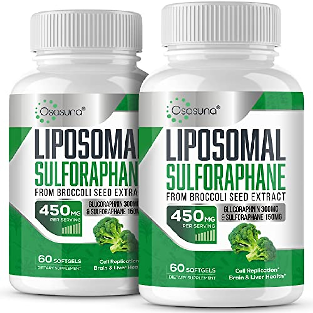 Osasuna Liposomal Sulforaphane 450MG, Maximum Absorption, Glucoraphanin with Myrosinase, Antioxidant Supplement from Broccoli Seed Extract, 120 Softgels