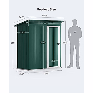 Bealife 5' x 3' Outdoor Storage Shed Clearance, Metal Outdoor Storage Cabinet with Single Lockable Door, Waterproof Tool Shed, Backyard Shed for Garden, Patio and Lawn(Green)