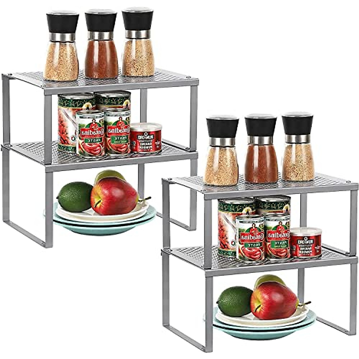 MOOACE Set of 4 Expandable Stackable Kitchen Counter Shelves Organizer, Metal