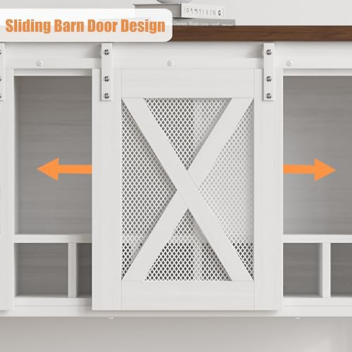 IDEALHOUSE Coffee Bar Cabinet, Sideboard Buffet Storage Cabinet with Storage, Farmhouse Wine Bar Cabinet with Wine Glass Rack, Liquor Cabinet Bar for Home, Kitchen, Dining, Living Room, White