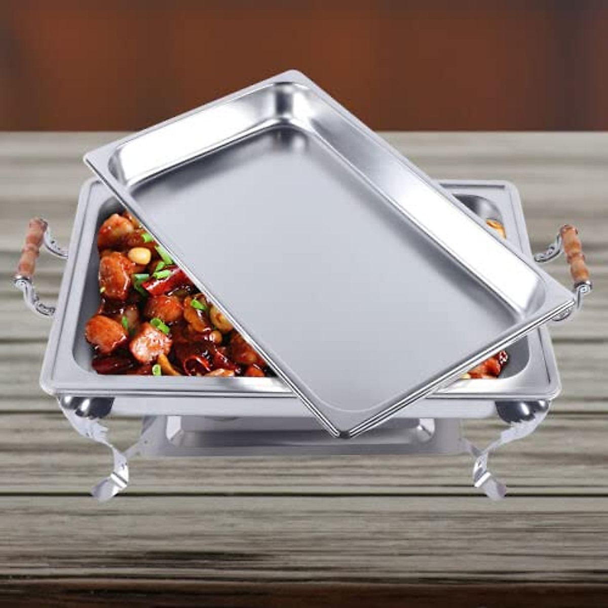 Chafing Dish Tray Buffet Catering Chafers Catering Stainless Steel Chafer Chafing Dish Set Buffet Party Food Warmerfor buffet, wedding and other banquet events Silver