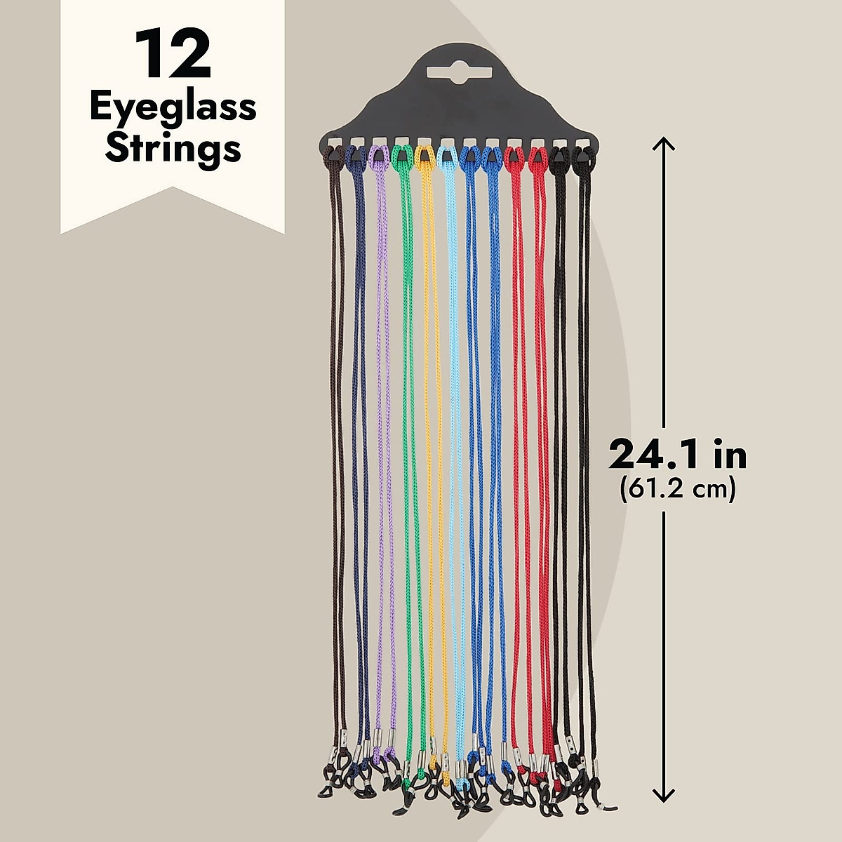 Juvale 12 Pieces Set Glasses String, Eyeglasses Strap Frame Holder Nylon Cord for Sunglasses, Reading Glasses, Eyeglasses, Spectacles, Multicolored, for Men and Women, 24.40"