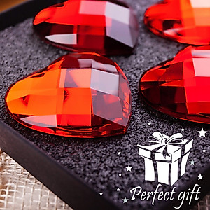 Red Heart Shape Fridge Magnets 7-Pack - Pretty Gift for Women Mom Daughter - V-Day Heart Décor