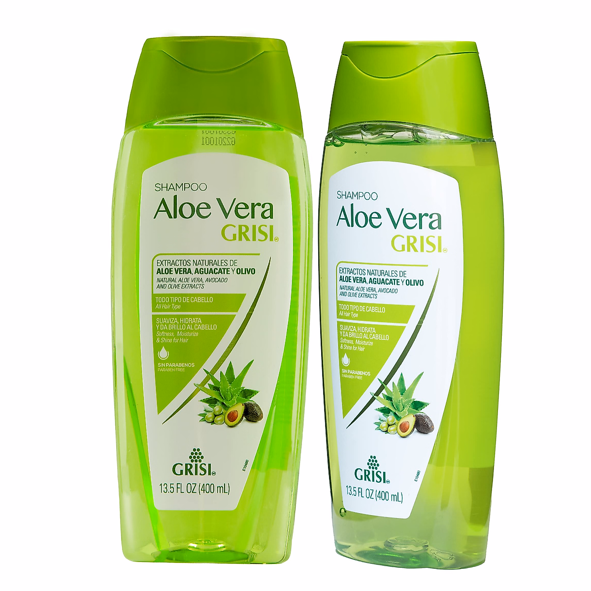 Grisi Aloe Vera Shampoo, Moisturizing Shampoo with Aloe Vera Extract, Paraben-Free, Hair Product for Soft and Shiny Hair, 2-Pack of 13.5 FL Oz each, 2 Bottles