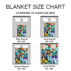 Sdyiohk Fantasy Novel Fire Dragon Cartoon Blanket – Personalized Print Throw Blanket – Cozy Soft Blanket for Provide Warm – 40"X50"