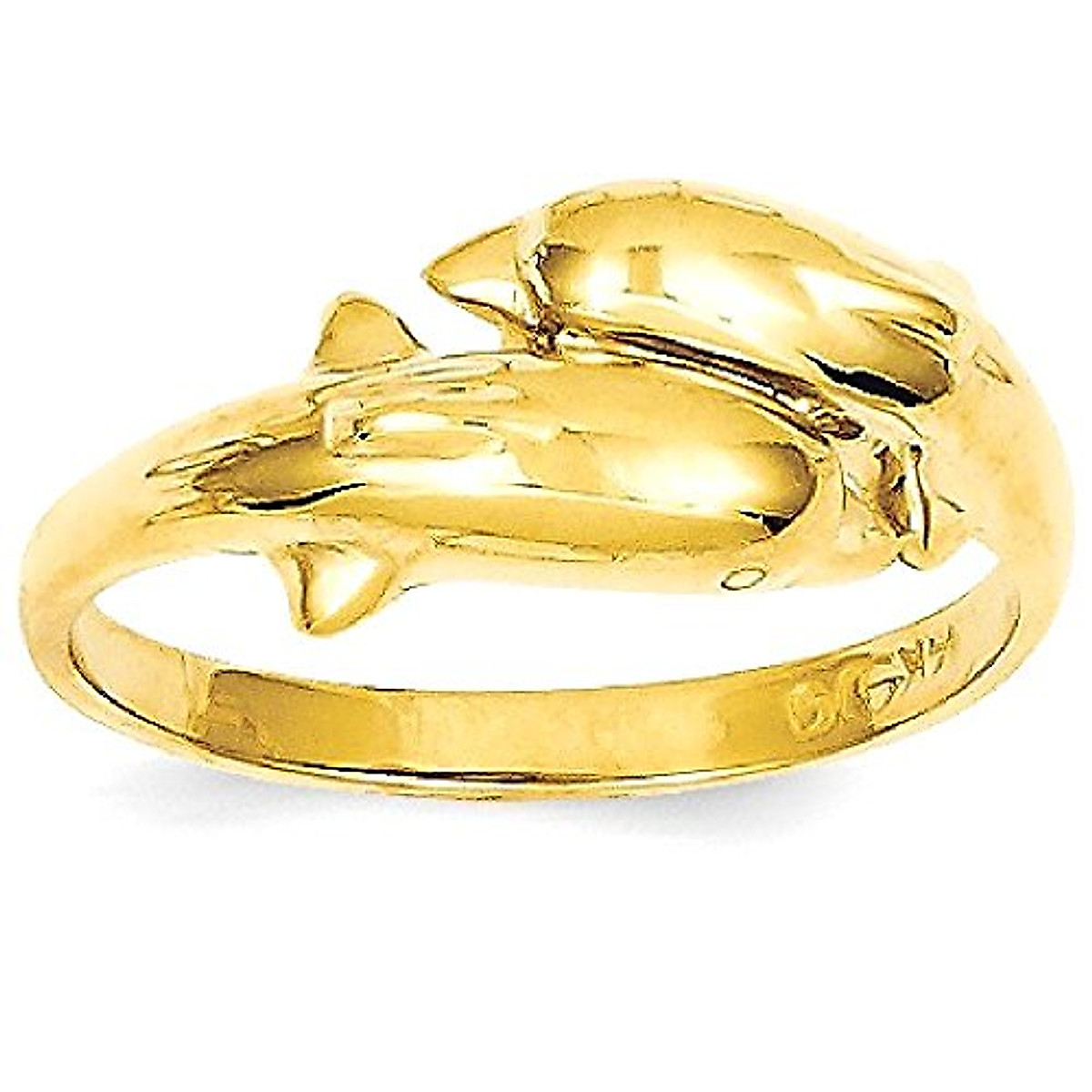 IceCarats 14K Yellow Gold Sea Dolphin Ocean Fish Beach Nautical Ring Size 6