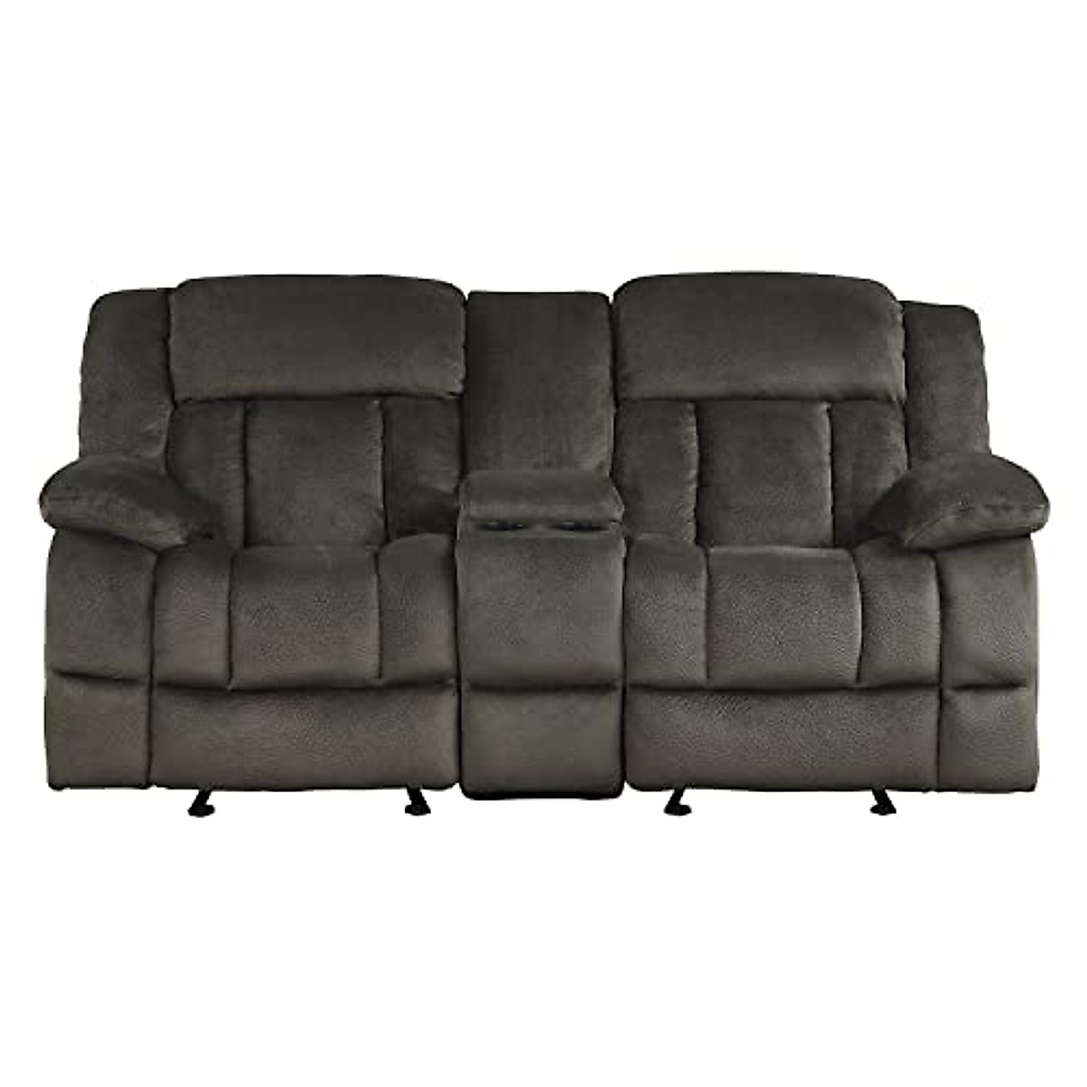 Homelegance Laurelton 79" Microfiber Double Glider Reclining Loveseat, Chocolate Brown