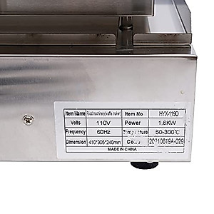 CNCEST Commercial Electric Hot Dog Baker, 4PCS Nonstick Waffle Maker, 1600W 110V Stainless Steel Egg Waffle Machine, Waffle Iron Baker Machine for for Bakery,Dessert Shop,Mall, Restaurants,Home