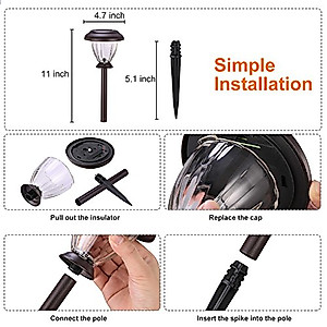 SUNWIND Solar Pathway Lights Outdoor Waterproof Glass Landscape Lights 6-Pack Warm White LED for Garden,Path,Patio Yard,Walkway and Driveway (Bronze Metal)