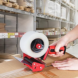 QILIMA Packing Tape Dispenser Gun 2" Light Seal Packing for Use Tape Dispenser Gun for Shipping, Moving, Carton and Box Sealing-Red