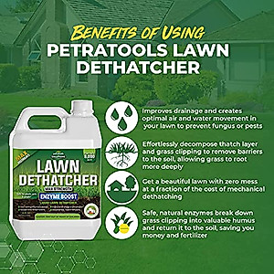PetraTools Liquid Dethatcher (32oz) and Liquid 16-4-8 Lawn Fertilizer (32 oz)