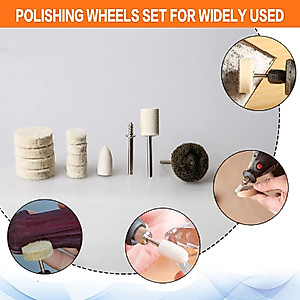134PCS Polishing Buffing Wheel Polishing Kit Compatible with Dremel, Polishing Wheel Rotary Tool Accessories with 1/8" Shank, Abrasive Wheel Buffing Polishing Wire Brushes Wool Felt Cotton Mounted