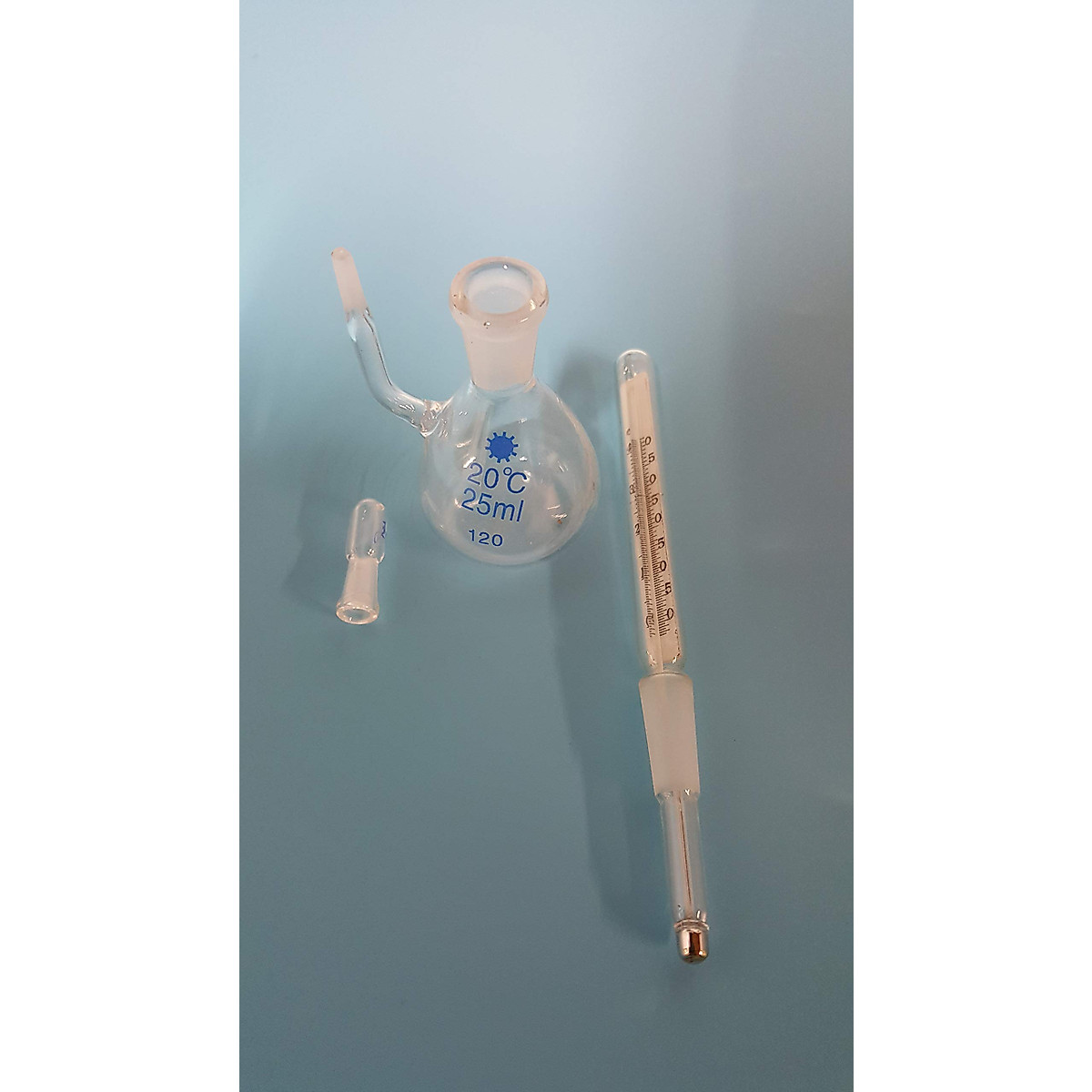 beyondsupply-Lab Glass Specific Gravity Bottle Pycnometer 25ml Thermometer New