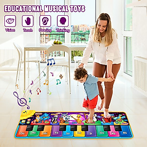 Kids Musical Piano Mats with 25 Music Sounds,Musical Toys Baby Floor Piano Keyboard Mat Carpet Animal Blanket Touch Playmat Early Education Toys for 1 2 3 4 5 6+ Year Girls Boys Toddlers
