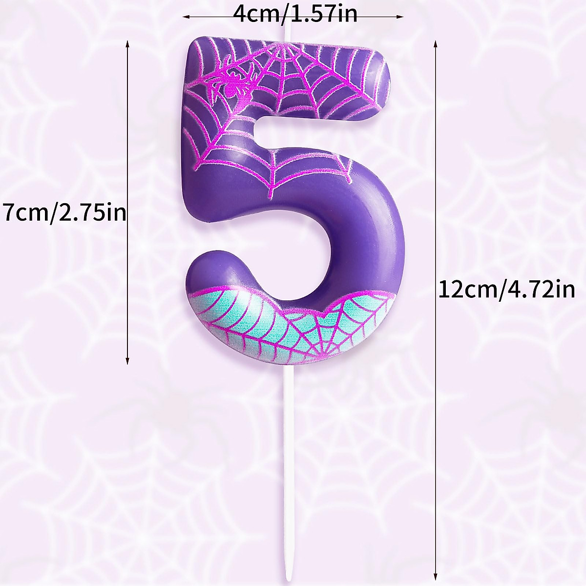 Purple Spider 3rd Birthday Candles Spider Themed Number 3 Candle Cake Topper Spider Cartoon Birthday Cake Decorations for Boys Girls Kids Party Supplies