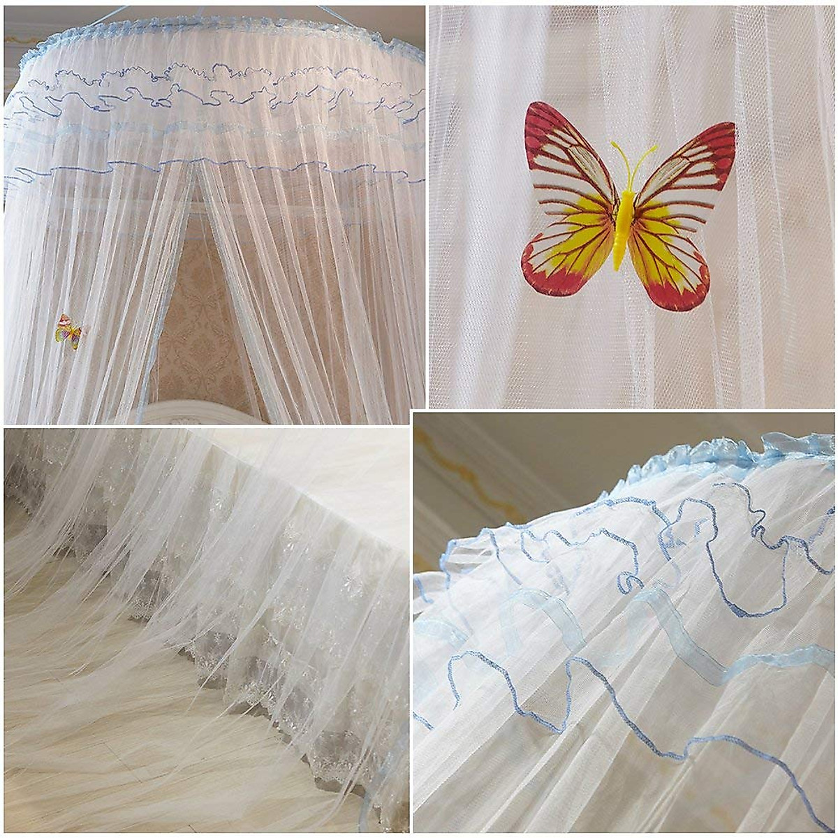 Princess Lace Dome Fantasy Mosquito Netting Hanging Round Canopy Bed Net Height 2.7 m/106 in