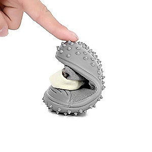 HOWELL Unisex Baby Socks Shoes Anti Slip Floor Socks with Soft Rubber Bottom Infant Newborn Cotton Sock Boots (Grey Bear,6-12 Months)