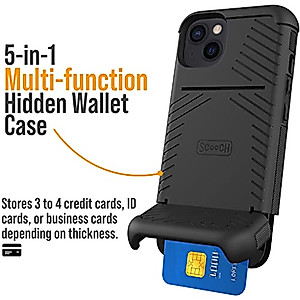 Scooch iPhone 13 Mini Case with Card Holder [Wingmate] iPhone 13 Mini Wallet Case with RFID Protection [Slim & Minimal] 10-Foot Drop Protection, Magnetic Back for Car Mounts, Black