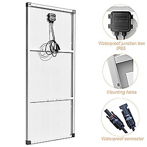 XINPUGUANG 100Watt 12Volt Solar Panel Monocrystalline Lightweight Module High Efficiency for RV Marine Boat Off Grid (100W Solar Panel)