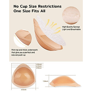 Niidor Self-Adhesive Bra Pads Insert Removable Triangle Push Up Sticky Bra Cups Inserts Breast Lifter for Bikini Swimsuit