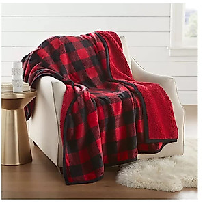 Member's Mark Plush Sherpa Throw, 60" x 70" (1, Red/Black Buffalo Paid, 60" x 70")