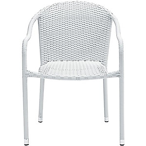 Crosley Furniture CO7109-WH Palm Harbor Outdoor Wicker Stackable Chairs, Set of 4, White