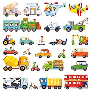 DECOWALL DW-1405 The Transports Kids Wall Stickers Wall Decals Peel and Stick Removable Wall Stickers for Kids Nursery Bedroom Living Room d?cor
