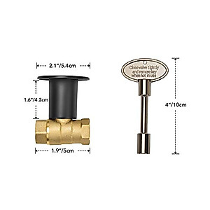 Skyflame 1/2 Inch Straight Gas Key Valve Kit for Fire Pit Fireplace with Flange and 3 Inches Key, Flat Black