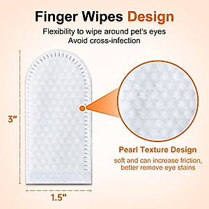 Dog Eye Wipes, Tear Stain Remover for Dogs and Cats, Finger Eye Wash Pads for Pets, 100 Count Dog Eye Cleaning Wipes, Unscented & Gentle Pet Tear Wipe, Removes Dirt and Discharge
