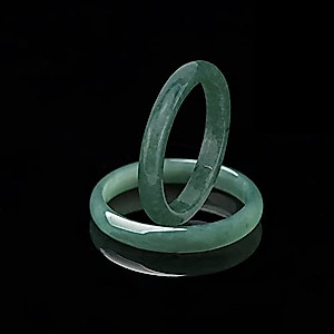NAHARO Natural Jade Ring for Women,Good Luck Jewelry Natural Green Jade Ring for Girls with Gift Box (Green, 11)